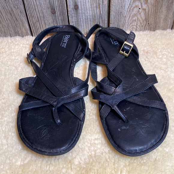 Born | Shoes | Born Black Leather Slingback Sandals | Poshmark